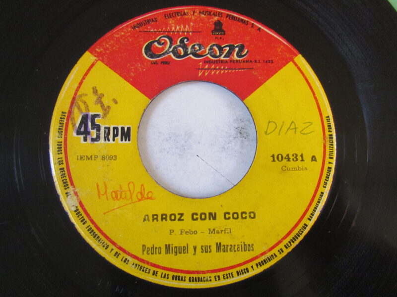 PEDRO MIGUEL Y SUS MARACAIBOS «ARROZ CON COCO» 7″ AFRO CUMBIA GAITA FROM PERU HEAR ♫ - Discoleando